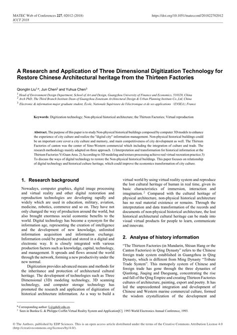 Pdf A Research And Application Of Three Dimensional Digitization Technology For Restore