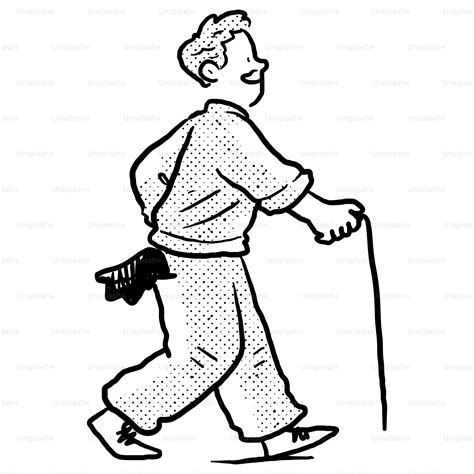 걷는 사람의 흑백 그림 벡터 Unsplash의 지갑 이미지