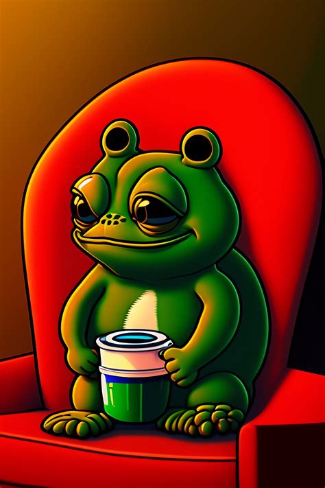 Lexica Comic Style Cute Pepe The Frog Sitting On A Fluffy Couch While