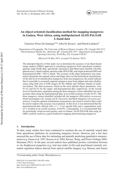 Pdf An Object Oriented Classification Method For Mapping Mangroves In