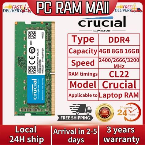 【local 24h Ship】crucial Ddr4 Ram 8gb 4gb 16gb 2400mhz 2666mhz 3200mhz