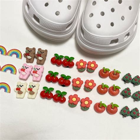 자제체작] 체리 든 곰돌이들 3종 지비츠 신발꾸미기 세트 에이블리