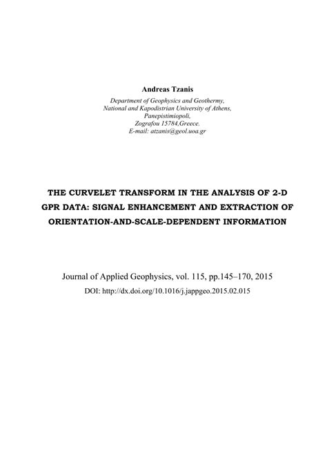 Pdf The Second Generation Curvelet Transform In The Analysis Of 2 D Gpr Data Signal