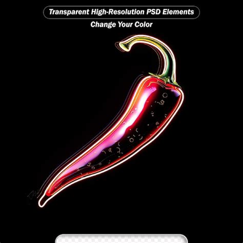 Premium Psd Pepper Neon Sign Modern Glowing Banner Design Colorful