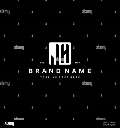 Jh Monogram Logo Initials With Square Rectangular Shape Isolated On Black Background Initials