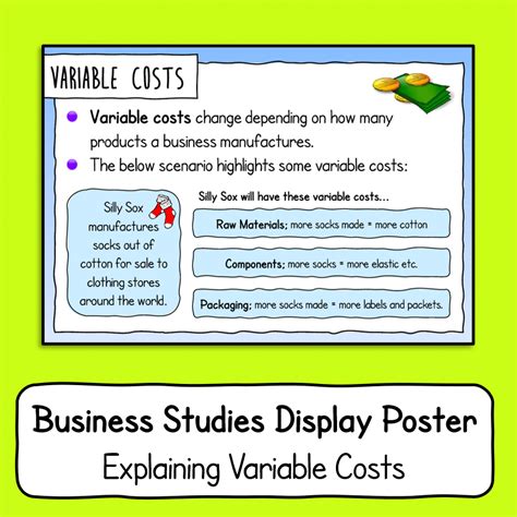 Explaining Variable Costs Poster Handout Mean Business