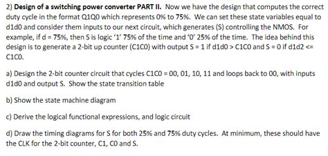 Solved Design Of A Switching Power Converter PART II Now Chegg