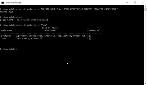 Role Username Not Found Postgresql Windows Stack Overflow