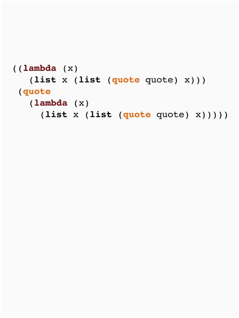 Self Reproducing Lisp Program Quine T Shirt For Sale By Brutal World Redbubble Quine T