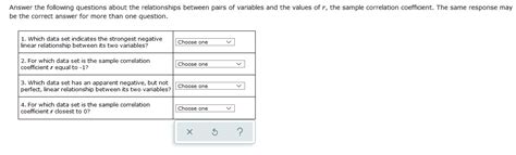 Solved 1 Which Data Set Indicates The Strongest Negative