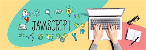 Java Script Theme With Person Using A Laptop Editorial Photography Image Of Software Overhead