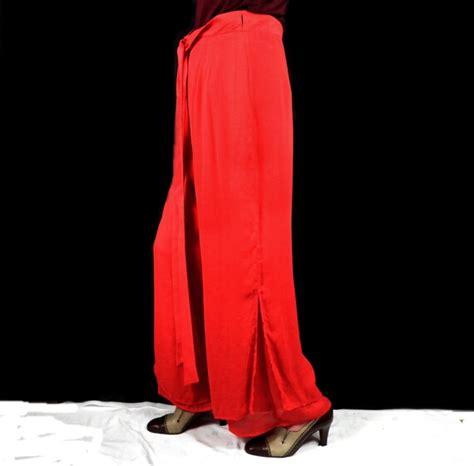1970s New Bright Red Semi Sheer Double Layered Floaty Gem