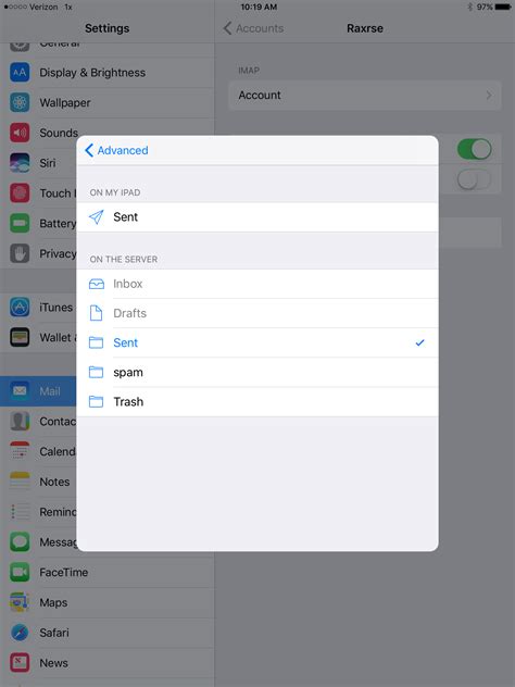 IOS IPAD IMAP Rackspace Email Setup