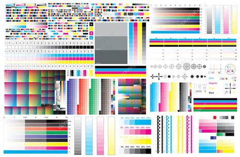 Cmyk Print Test Color Offset Vector Calibration Printing Marks Color Bar Cmyk And Color Test Chart