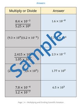 Multiply And Divide Scientific Notation Matching Activity By Algebra Beagle