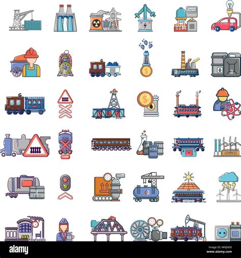 Energy Transfer Icons Set Cartoon Style Stock Vector Image And Art Alamy