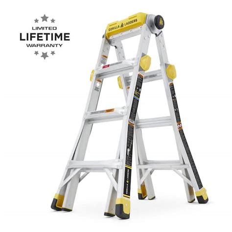 Gorilla Ladders 22 Ft Reach Aluminum Multi Position Ladder W Project Bucket Tool Hangers 300