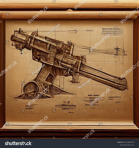 Blueprint Fantasy Steampunk Gun Stock Illustration 2214841567