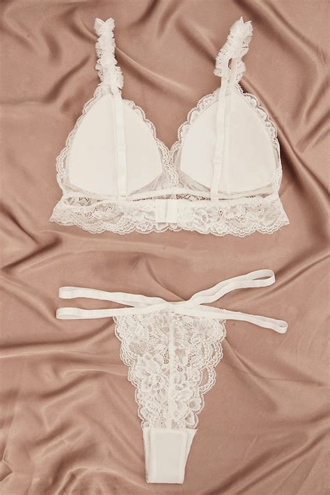 Womens White Lace Lingerie Set Ally Fashion