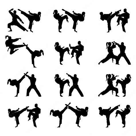 Silhouettes Clipart Female Prforming Karate Silhouette Clip Art Library