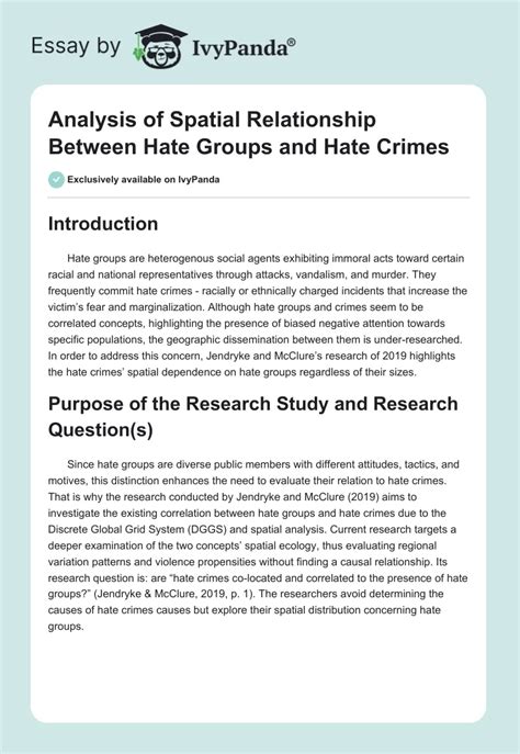 Analysis Of Spatial Relationship Between Hate Groups And Hate Crimes 690 Words Research