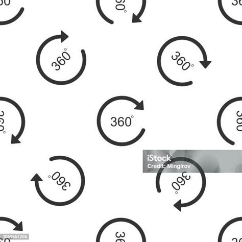 각도 360도 아이콘 원활한 패턴 백색 배경에 360도 회전입니다 기 수학 기호입니다 전체 회전입니다 평면 디자인입니다 벡터 일러스트 레이 션 3에 대한 스톡 벡터 아트 및