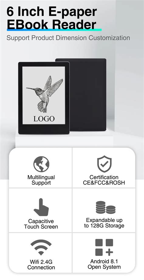6 인치 전자 종이 전자 책 리더 Ble 와이파이 Pdf 형식 Eink 터치 스크린 전자 리더 Ereader 전자 책 Buy Eink 리더전자 책터치 전자 잉크 전자