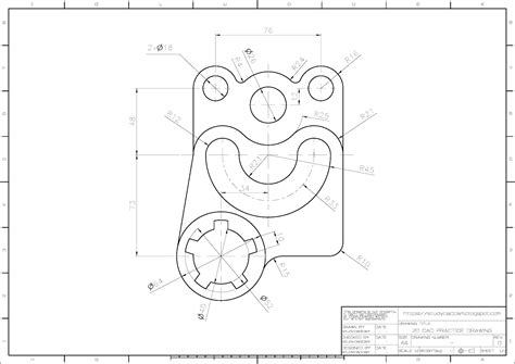 오토캐드연습도면 2d Cad Drawing Practice 226 Tutorial Gambar Teknik