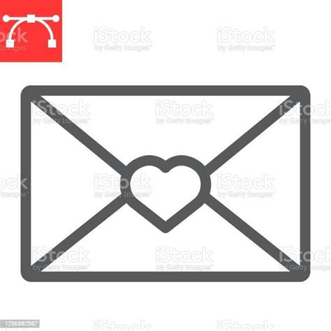 러브 레터 라인 아이콘 발렌타인 데이 와 엽서 하트 기호 벡터 그래픽 편집 스트로크 선형 아이콘 Eps 10 문자 검은색에 대한 스톡 벡터 아트 및 기타 이미지 Istock
