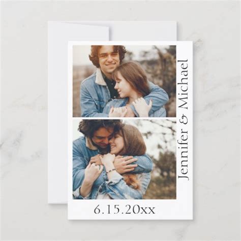 Stylish Minimalist Qr Code Rsvp 3 Photos Wedding Invitation Zazzle