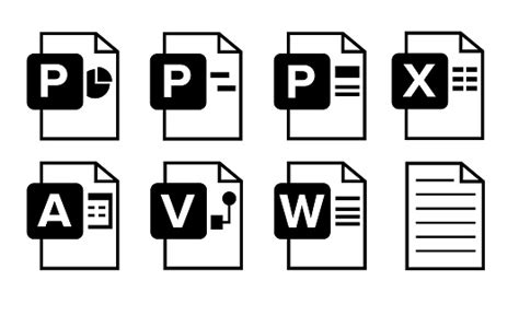 Set Of Document File Formats And Labels Icons Vector Illustration Line Icon Stock Illustration