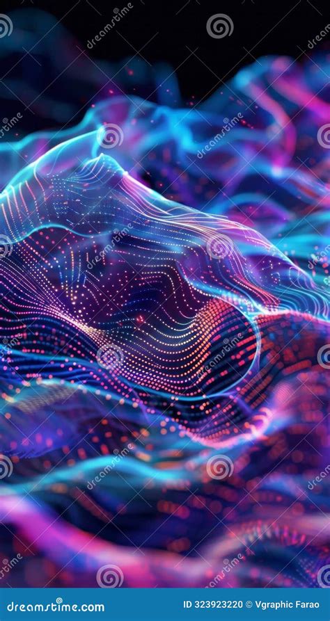 Colorful Wave Like Patterns With Neon Lights Abstract Futuristic Background Modern Digital Art