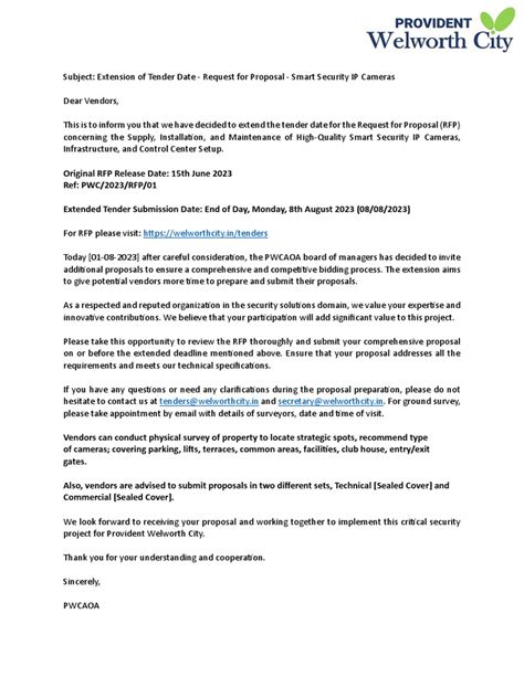 Pwc Rfp Cctv 2023 Extension2 Pdf Request For Proposal Closed Circuit Television
