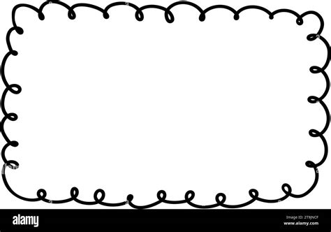 Doodle Rectangle And Oval Looped Frame Hand Drawn Scalloped Edge