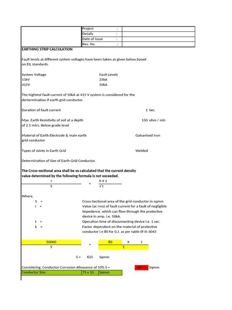 Earthing Strip Calculation Pdf