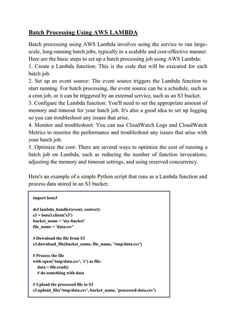 Batch Processing Using Aws Lambdapdf