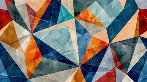 Triangle Geometry Pattern With Overlaps In Blue Tones Stock