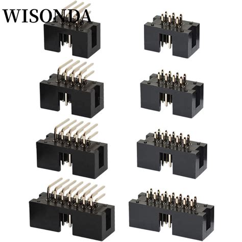 10pcs Idc Jtag 2 54 Dc3 Male Pin Pcb Header Connector 2 3 4 5 6 7 8 26 40p Straight Shrouded