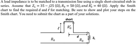 A Load Impedance Is To Be Matched To A Transmission Line Using A Single Short Circuited Stub In