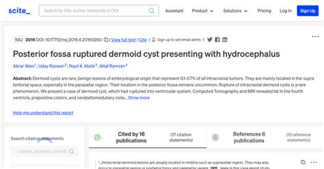 [citation Report] Posterior Fossa Ruptured Dermoid Cyst Presenting With Hydrocephalus