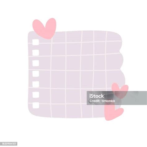 라일락 노트 종이 게시물 하트 첨부 벽에 낭만적 인 스티커를 사랑하십시오 발렌타인 데이 인사말 카드 결혼식 디자인 메모장 벡터 일러스트 레이 션 0명에 대한 스톡 벡터 아트