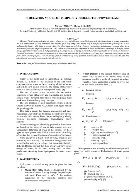 Pdf Simulation Model Of Pumped Hydroelectric Power Plant