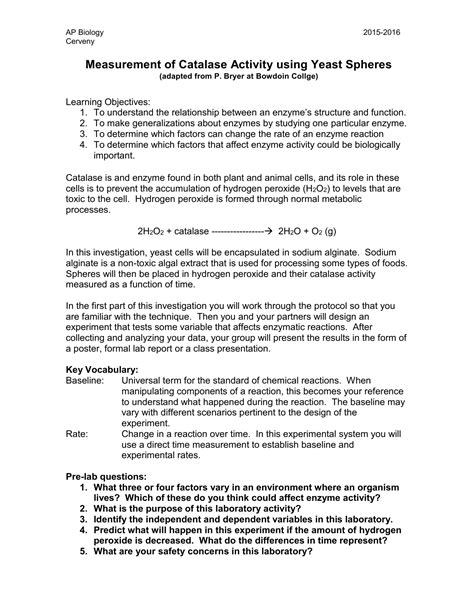 Enzymes Lab Report Biology Effect Of Concentration On Enzyme Activity Lab Report