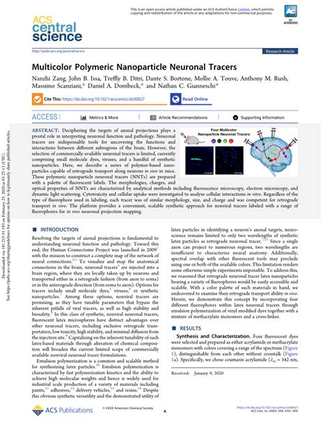 Pdf Multicolor Polymeric Nanoparticle Neuronal Tracers