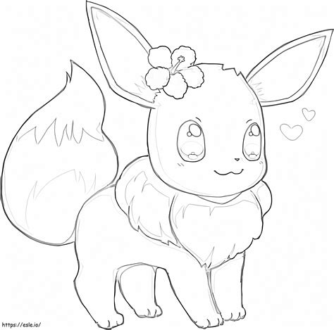 Kawaii Eevee 3 Coloring Page