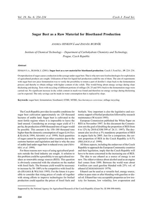 Pdf Sugar Beet As A Raw Material For Bioethanol Production