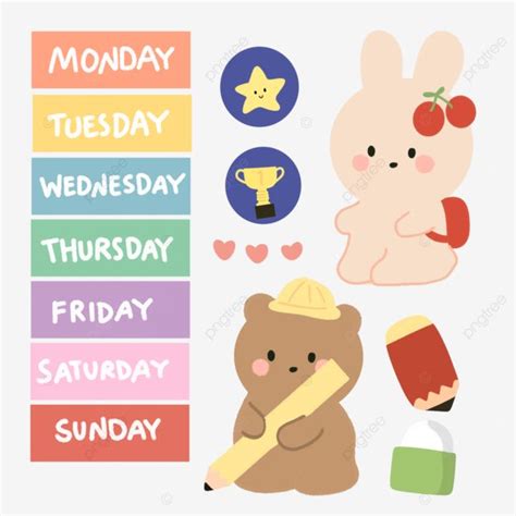 곰과 토끼 귀여운 저널 스티커 세트 일러스트 세트 일러스트 스티커 일러스트 귀여운 일러스트 Png 일러스트 및 Psd 이미지 무료 다운로드 Pngtree 스티커