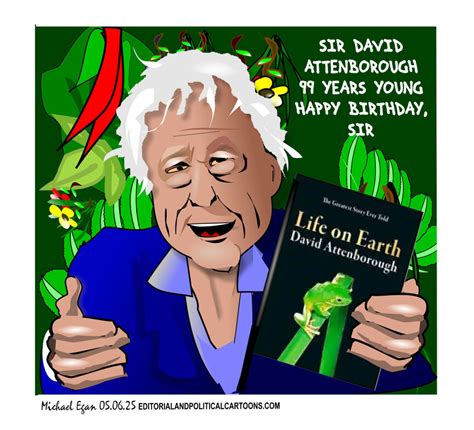 Cartoon Happy 99th Birthday Sir David Attenborough