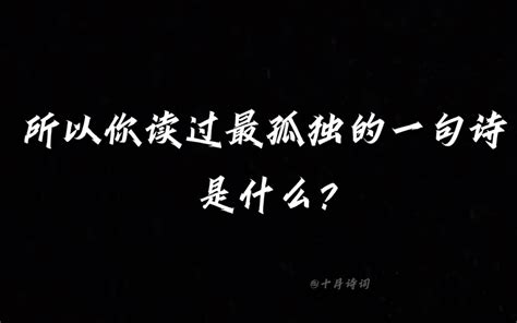“所以你读过最孤独的一句诗是什么？” 哔哩哔哩