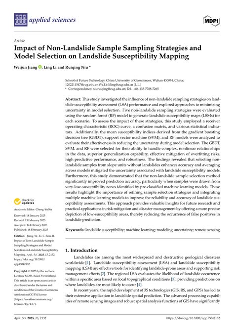 PDF Impact Of Non Landslide Sample Sampling Strategies And Model Selection On Landslide